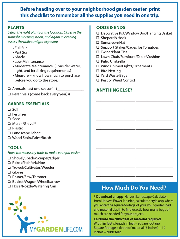 Garden Center Checklist